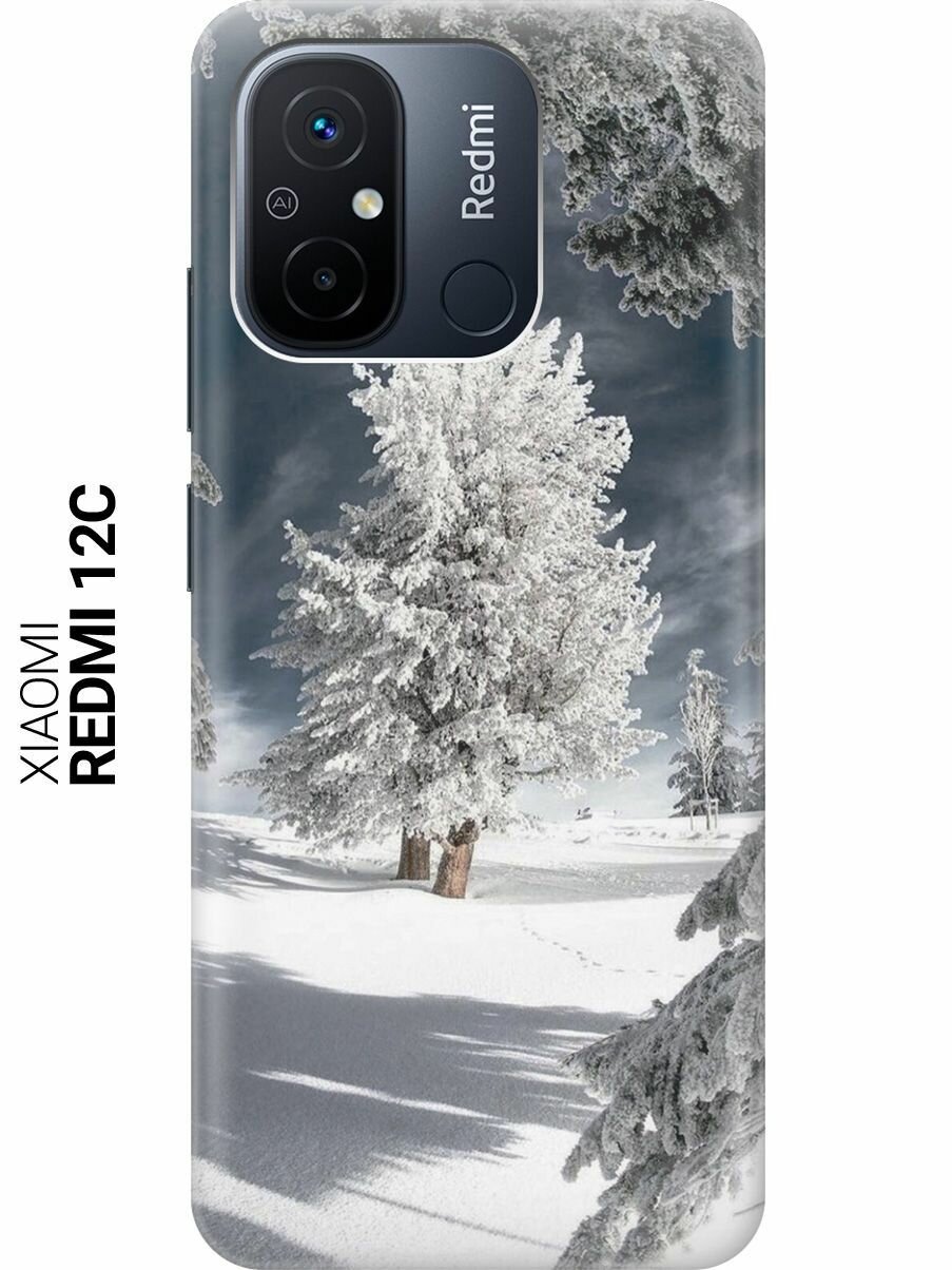 Силиконовый чехол на Xiaomi Redmi 12C, Сяоми Редми 12С с принтом "Заснеженные деревья"