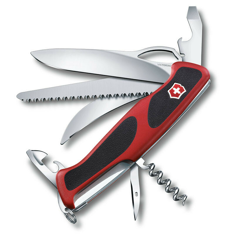 Нож VICTORINOX RangerGrip 57 hunter многофункциональный, красный/черный