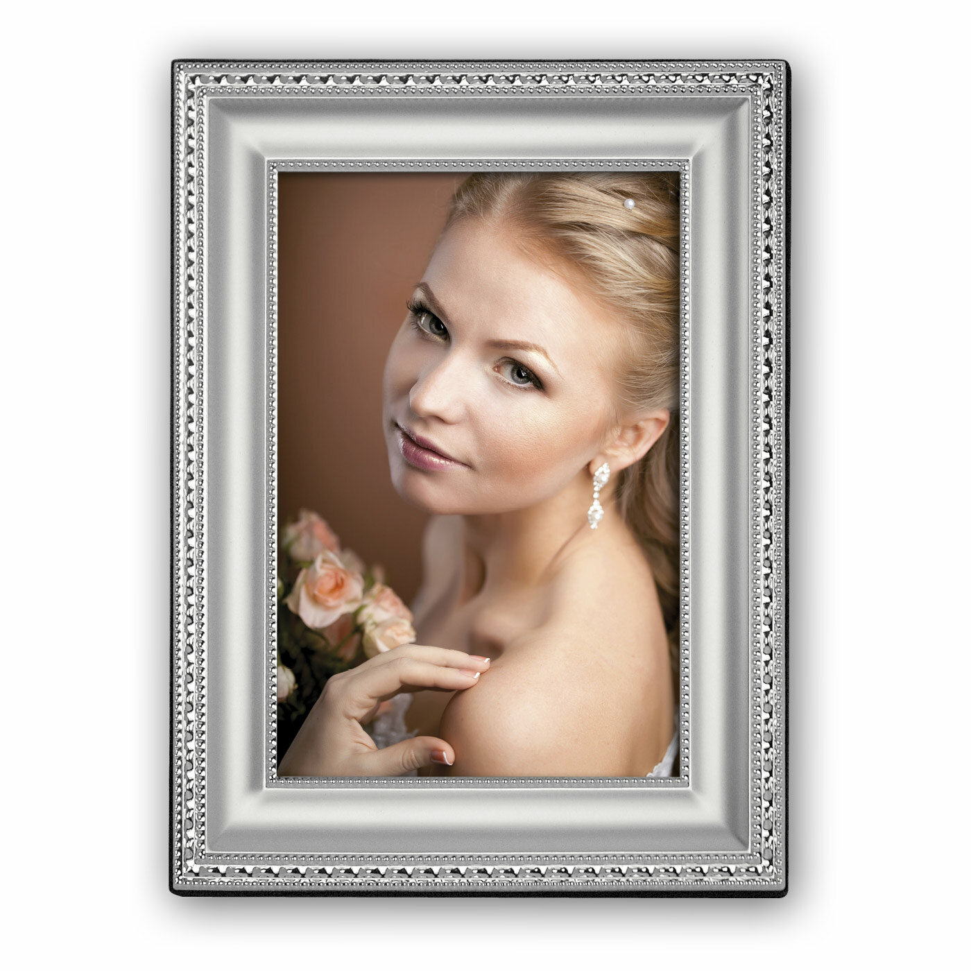 Фоторамка 10x15 настольная, со стеклом, металлическая Silver Frame SILVER PLATED