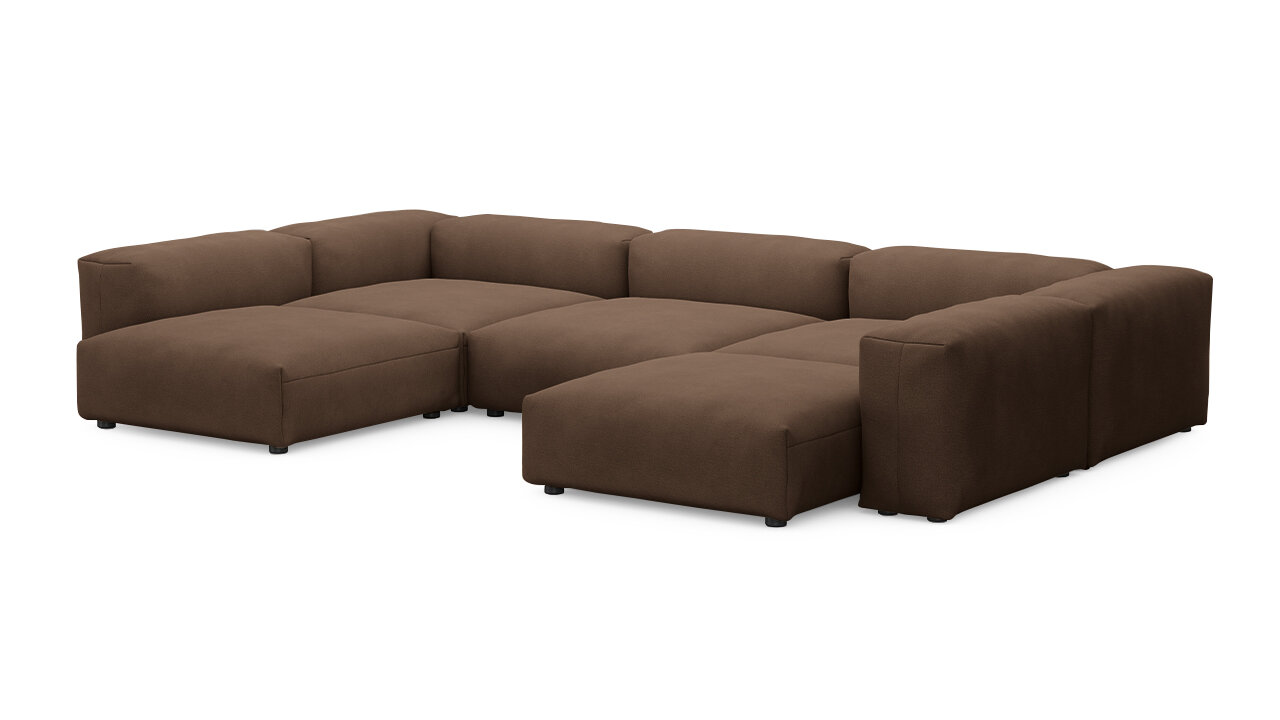 Диван Фиджи (П-образный) Vivaldi 23 NOW 378x242x62 см, коричневый Велюр, нераскладной Фиеста