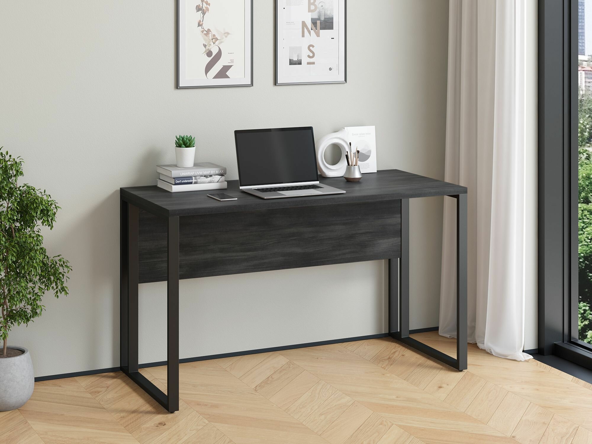 Стол письменный Айсберг Лофт 07 Черный/северное дерево темное