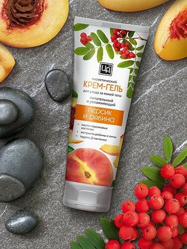 Крем-гель косм. Персик и рябина для ухода за кожей тела питательный и увлажняющий 220 г