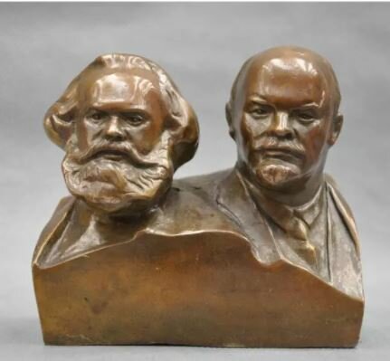 Бюст Ленин и Маркс бронза, 15 см
