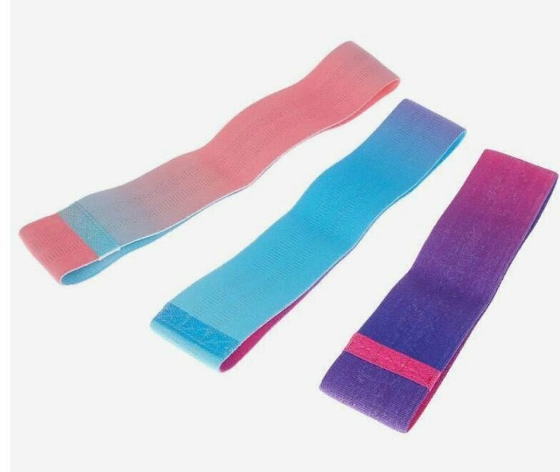 Набор тканевых фитнес-резинок (Light, Medium, Heavy) для ног + чехол