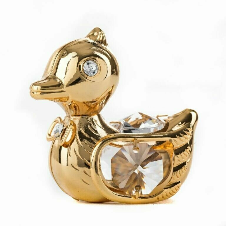 Сувенир с кристаллами Swarovski 4843 Уточка с 3 хрусталиками 4*3*4,5см.