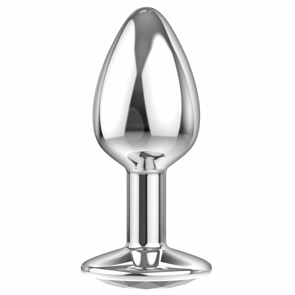 Серебристая анальная пробка Sparkle XL с прозрачным кристаллом - 11 см,11 см,4,3 см, прозрачный, металл, Унисекс, Анальные игрушки