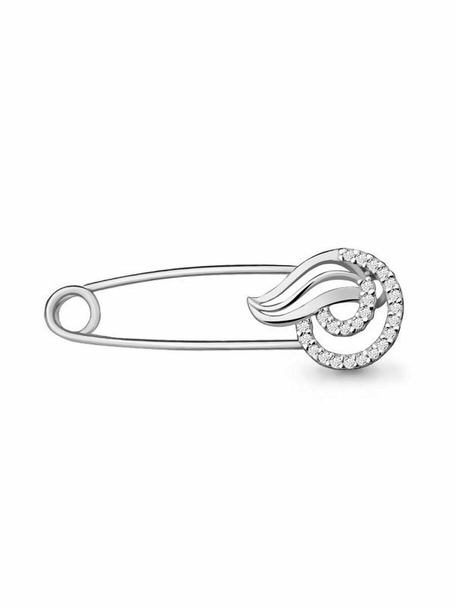 Брошь, серебро, 925 проба, родирование, фианит