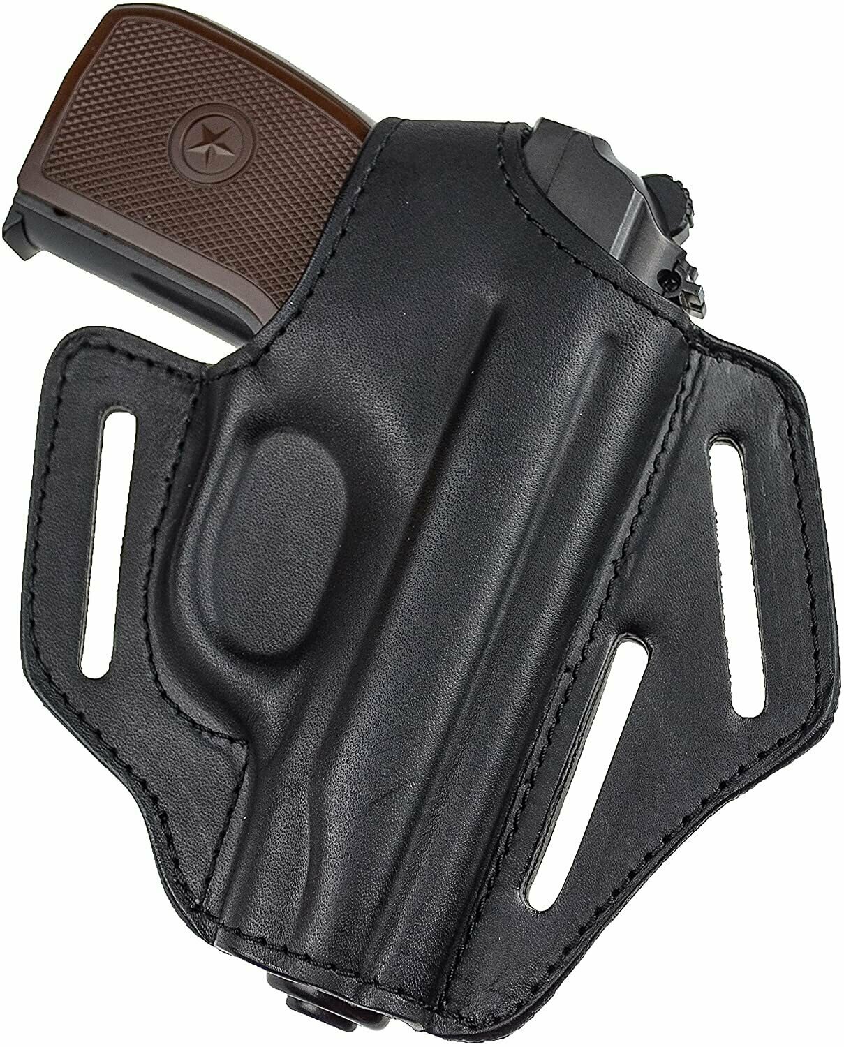 Кобура поясная для пистолетов, чёрная кожа натуральная, гладкая