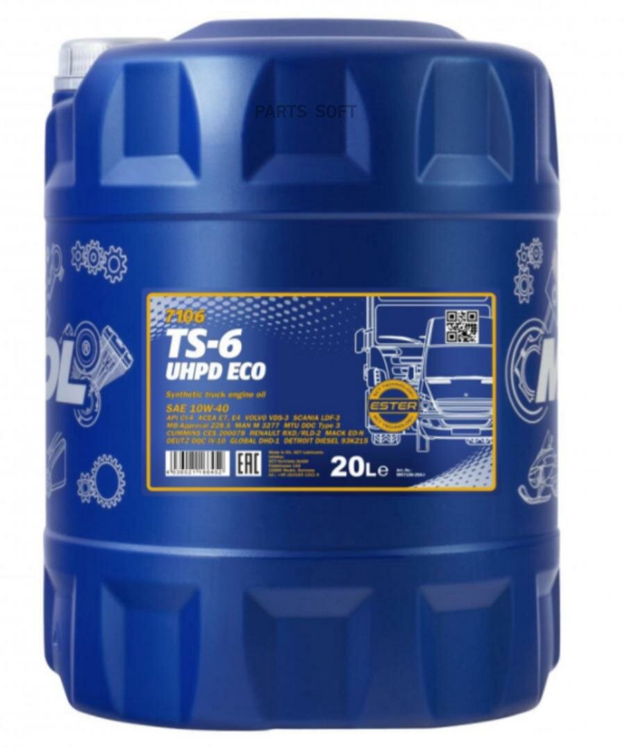 MANNOL MN710620 7106 MANNOL TS-6 UHPD ECO 10W40 20L масло моторное! синт.\ API CI-4/SL