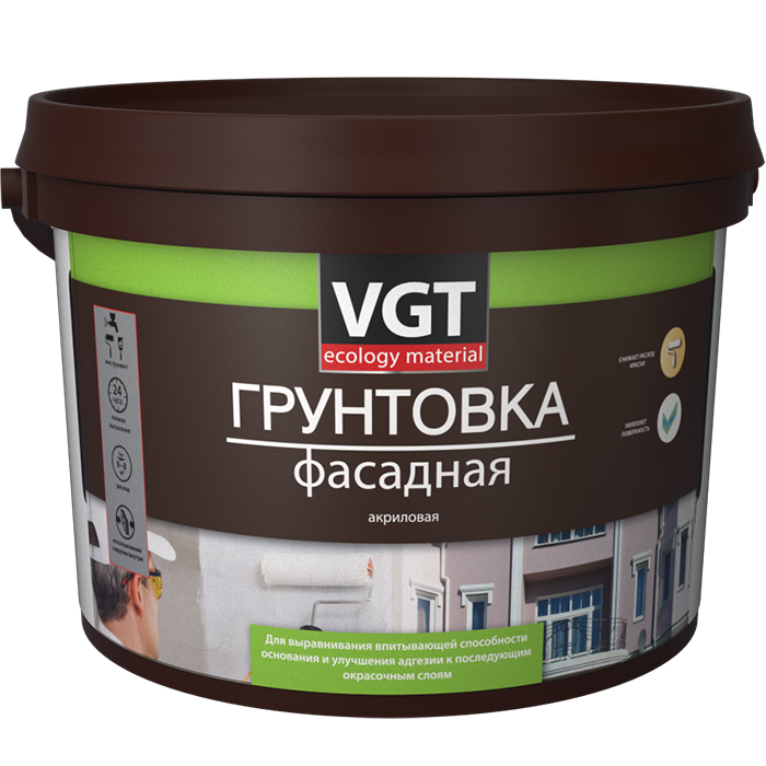Грунтовка Фасадная VGT ВД-АК-0301 10кг Акриловая, Бесцветная / ВГТ ВД-АК-0301.