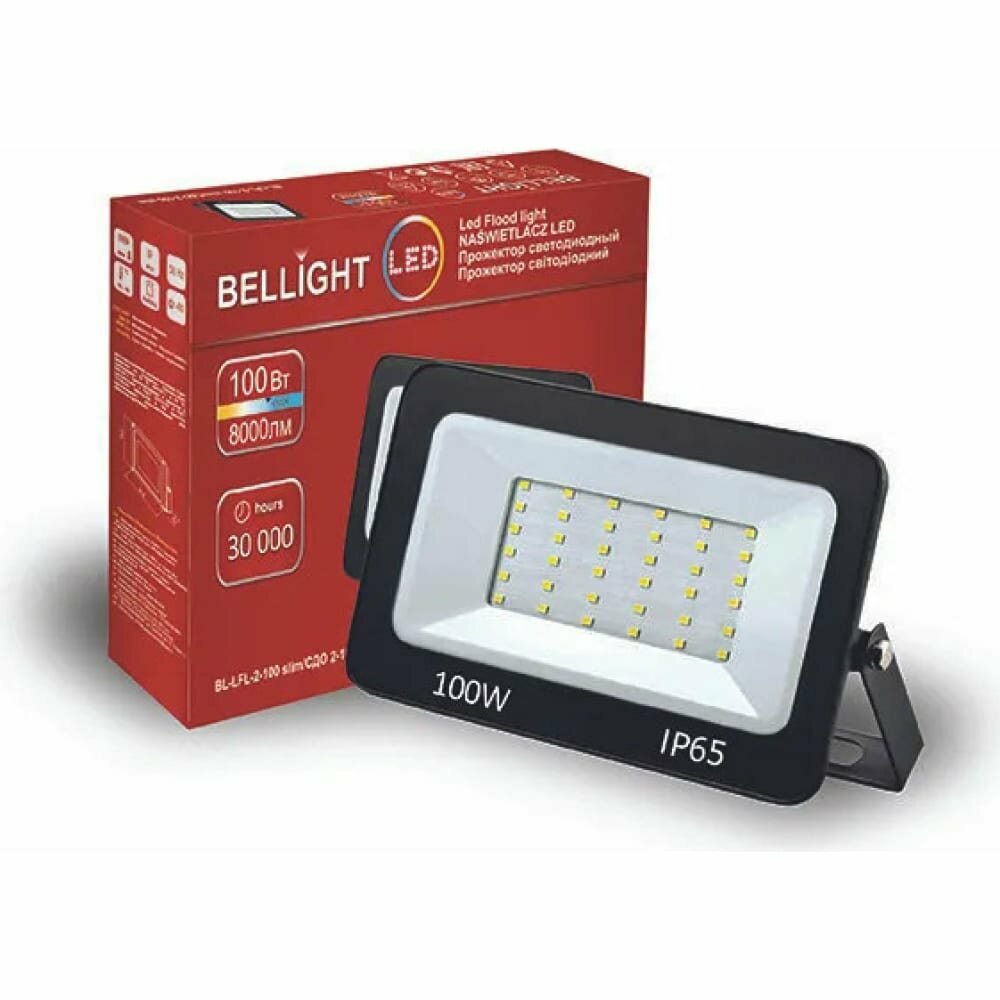 Прожектор BELLIGHT BL-LFL-2-100 slim/СДО 2-100 slim, 6500К 8000Lm 220В 22100650