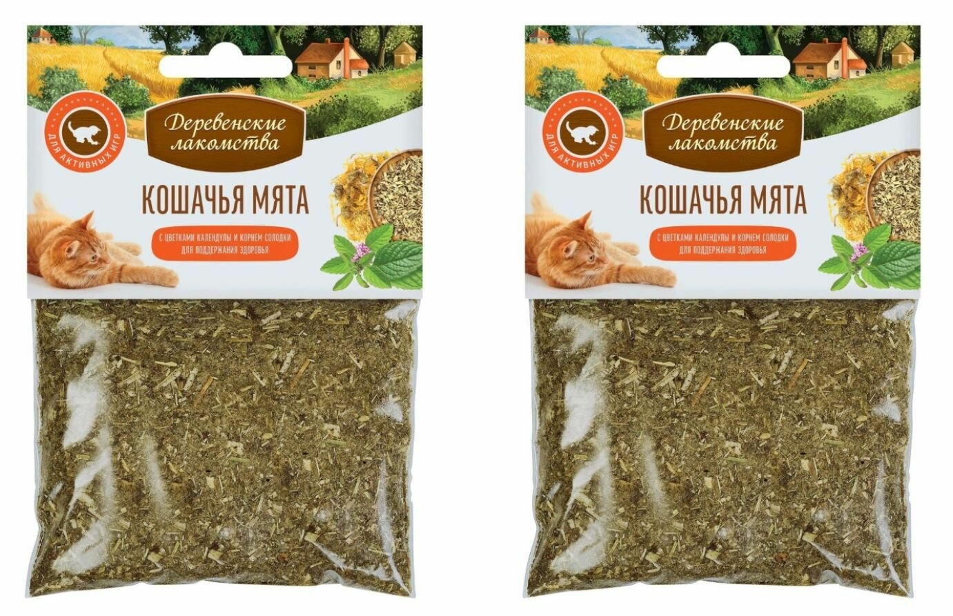 Деревенские лакомства Кошачья мята Календула и корень солодки, 15 гр, 2 уп