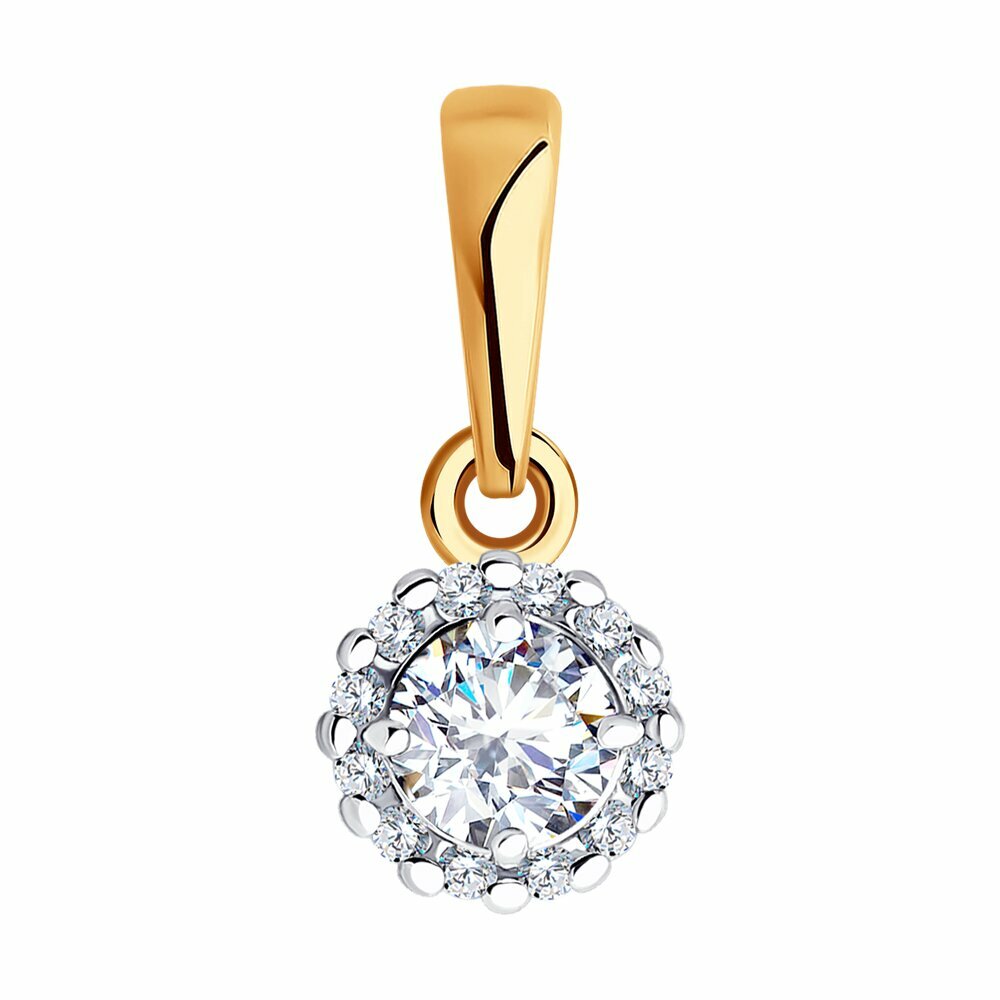 Подвеска, красное золото, 585 проба, фианит