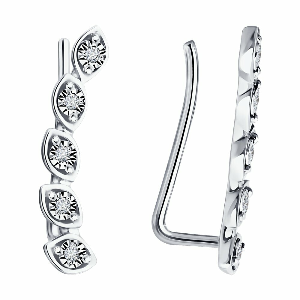 Серьги, белое золото, 585 проба, бриллиант