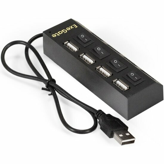Разветвитель USB Exegate DUB-42SW USB2.0 4порт. черный