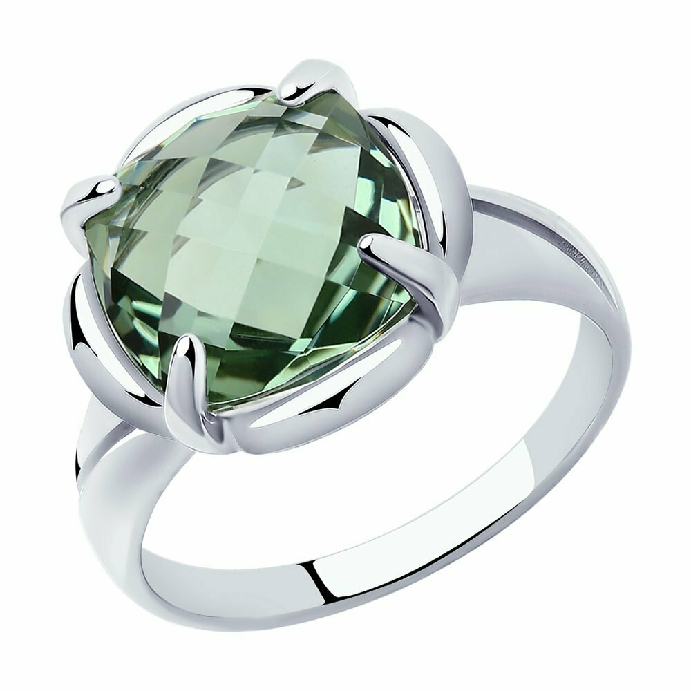 Кольцо, серебро, 925 проба, родирование, кварц синтетический