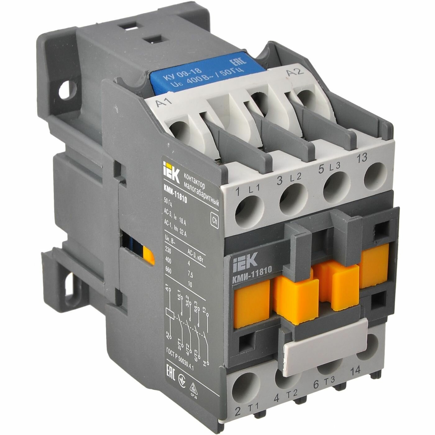 Контактор ИЕК 18A 230V КМИ-11810 АС3 1НО