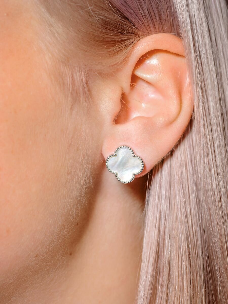 Серьги, серебро, 925 проба, родирование, перламутр