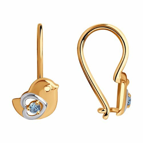 Серьги, красное золото, 585 проба, фианит