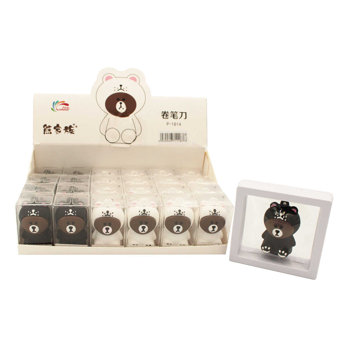 Centrum точилка пластиковая в дисплее Мишка 71118 компактная точилка для карандашей