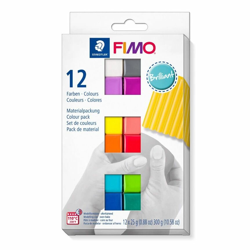Набор глины полимерной для лепки Fimo Soft Бриллиантовые цвета, запекаемая, 12