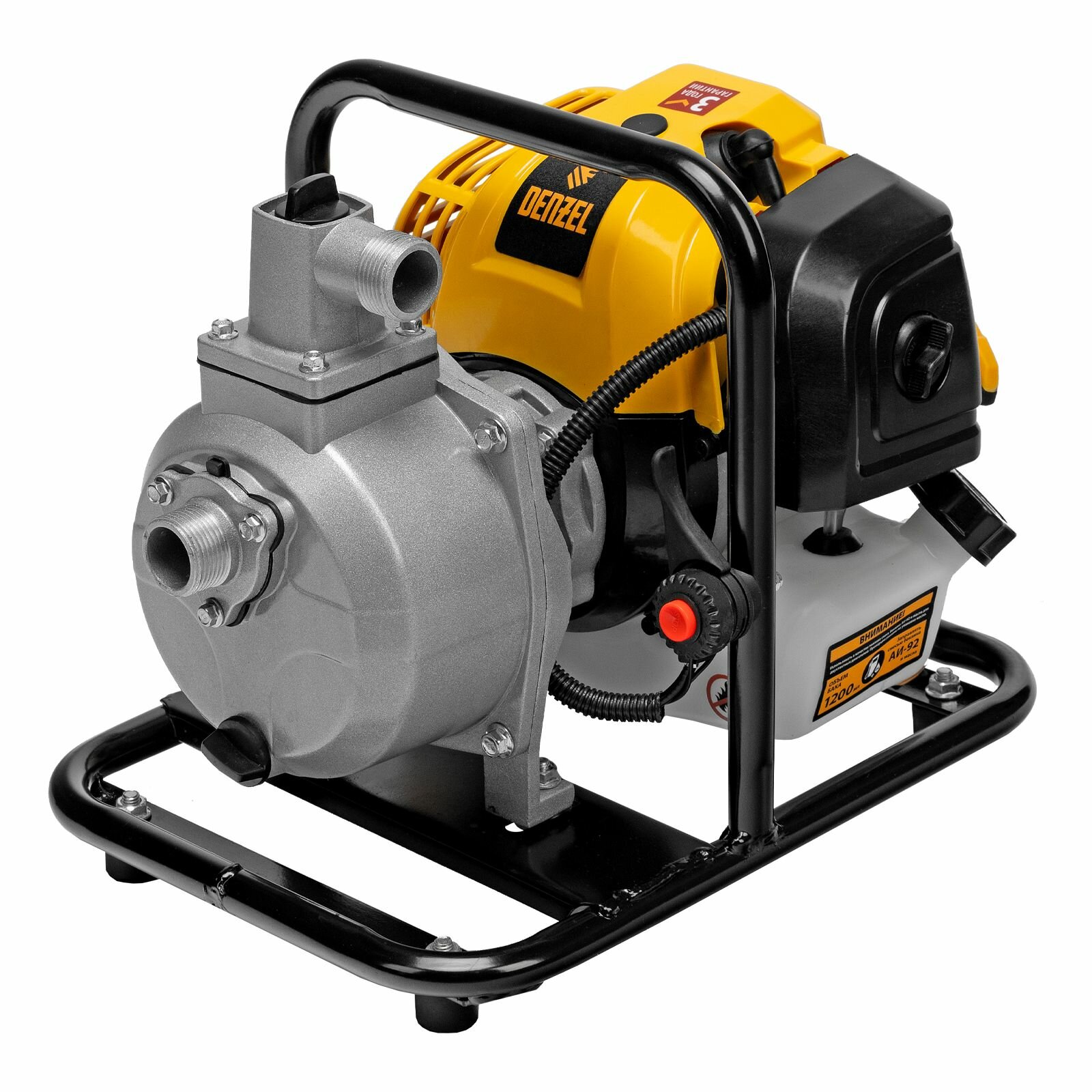 Мотопомпа бензиновая DENZEL для чистой воды PX-25, 52 см3, 1", 170 л/мин, глубина 8 м, напор 30 м (99205)