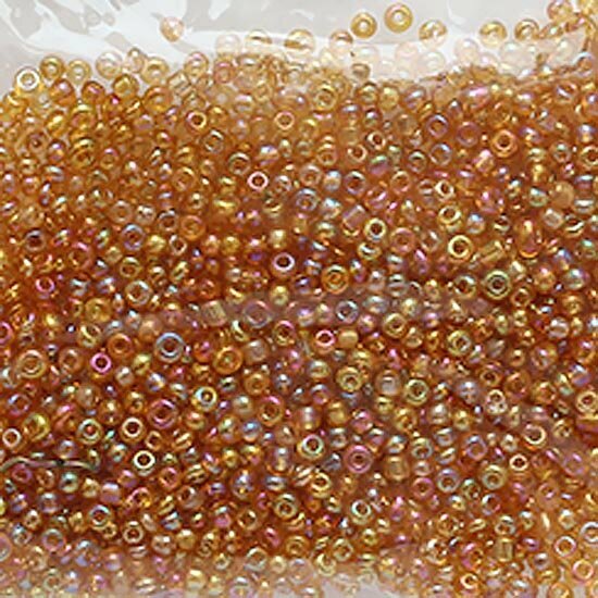 Бисер AS-162B золотой перламутровый разноцветный прозрачный (11/0) 2.1 мм 20 г, цена за 1 уп.