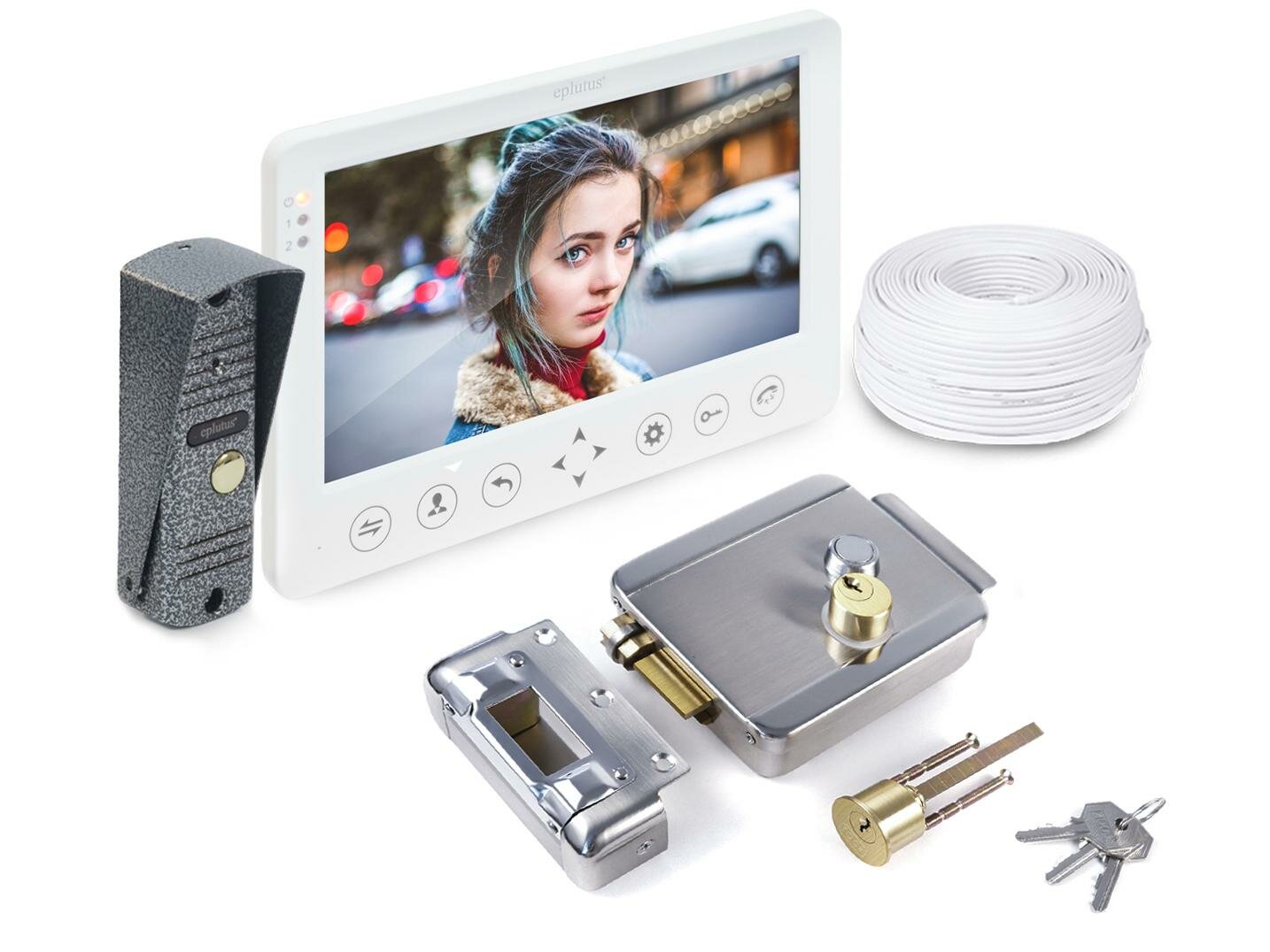 Комплект видеодомофон и электромеханический замок: ЕП-4815 (S10513KOM) с записью и Anxing Lock-AX042 -домофон замок для калитки