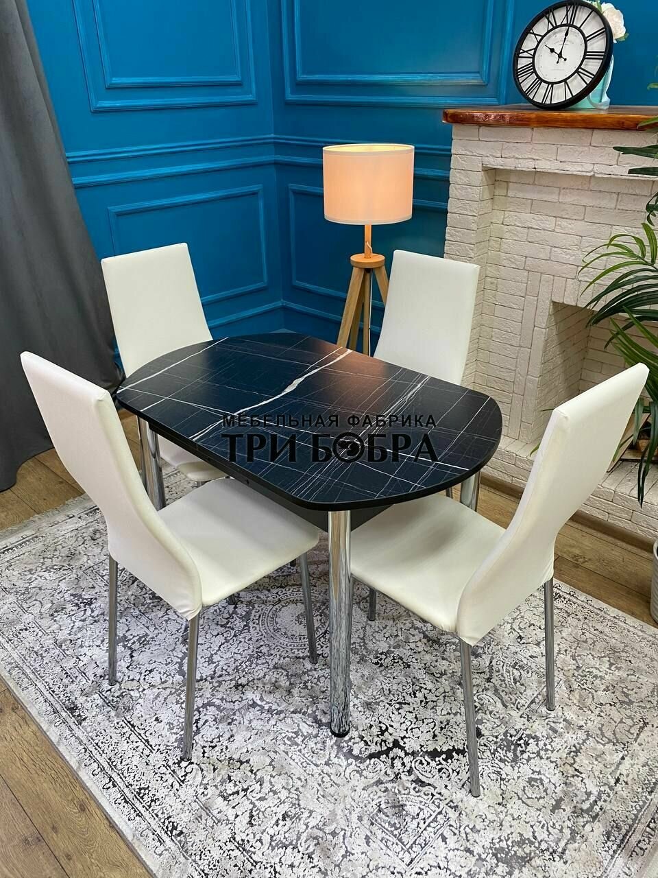 Стол кухонный, стулья для кухни комплект 4 шт, ТРИ бобра, Тунис, раздвижной, 110х70х75 см