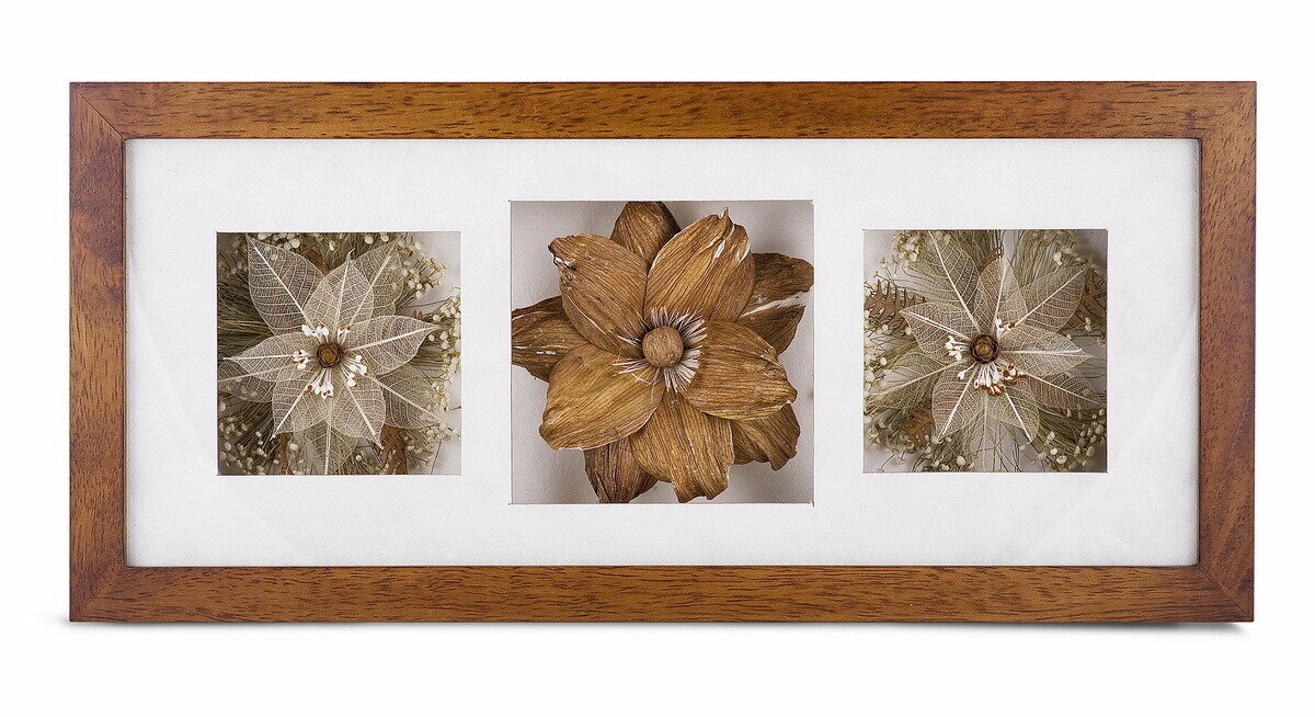 Панно настенное цветы из сухоцветов в деревянной рамке со стеклом