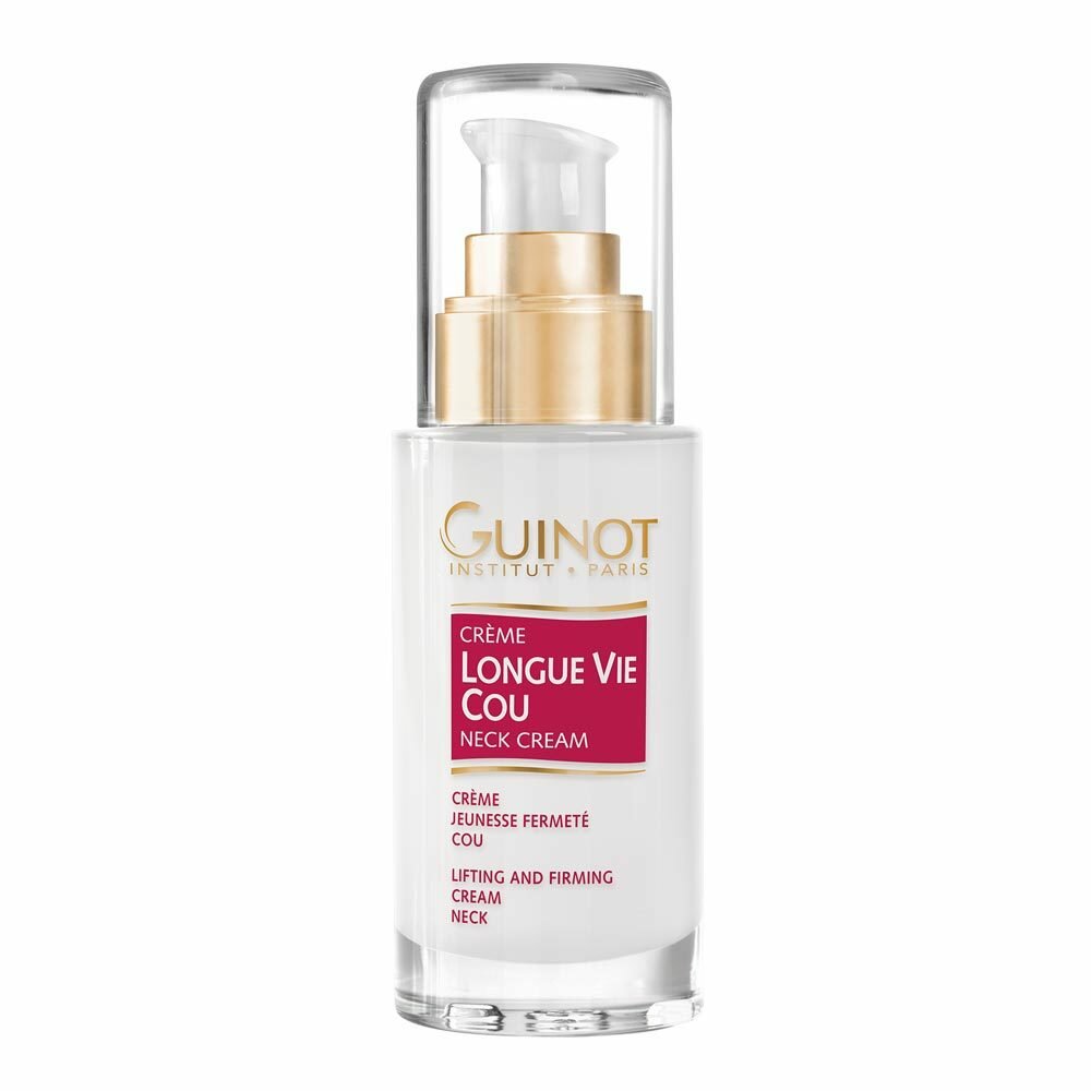 Омолаживающий лифтинг-крем Guinot Creme Longue Vie Cou, для шеи и декальте с 56 активными компонентами, 30 мл