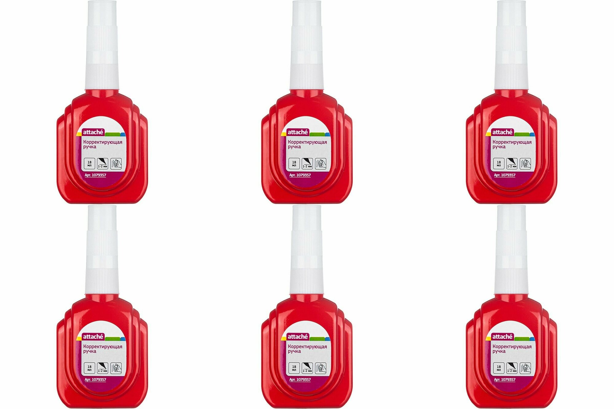 Attache Ручка корректирующая, металлический наконечник, 18 мл, 6 шт