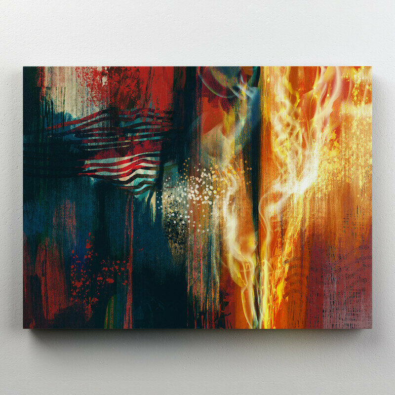 Интерьерная картина на холсте "Абстракция - краски на стене" размер 40x30 см