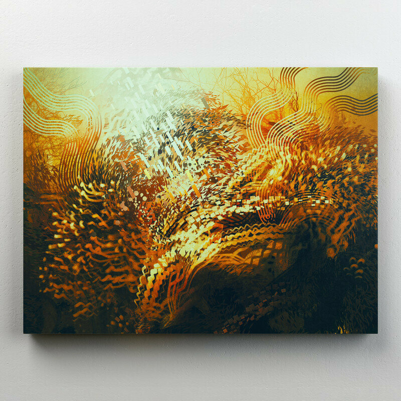 Интерьерная картина на холсте "Абстрактные узоры в золотом цвете" размер 60x45 см