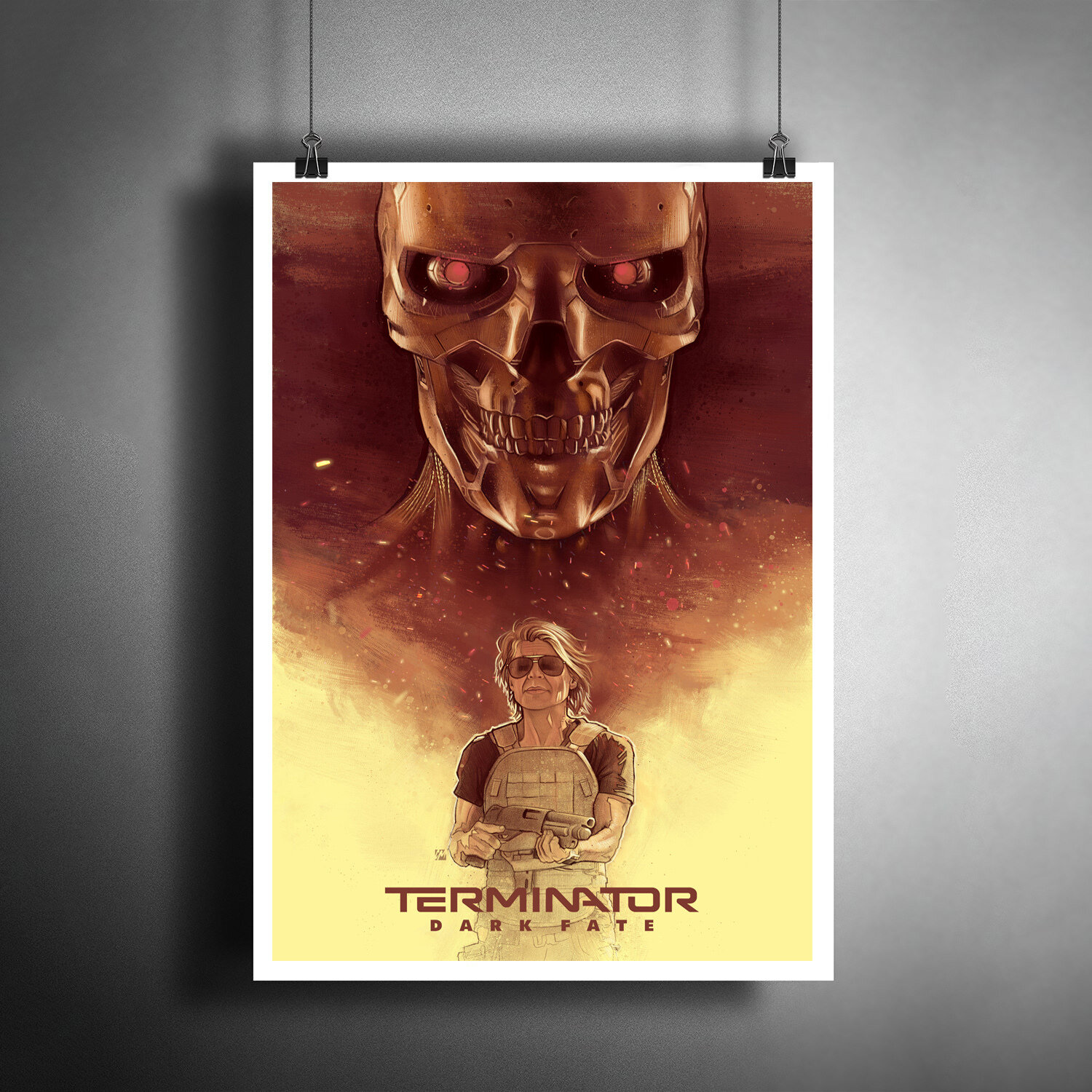 Постер плакат для интерьера "Фильм: Терминатор: Темные судьбы. Арнольд Шварценеггер"/ A3 (297 x 420 мм)