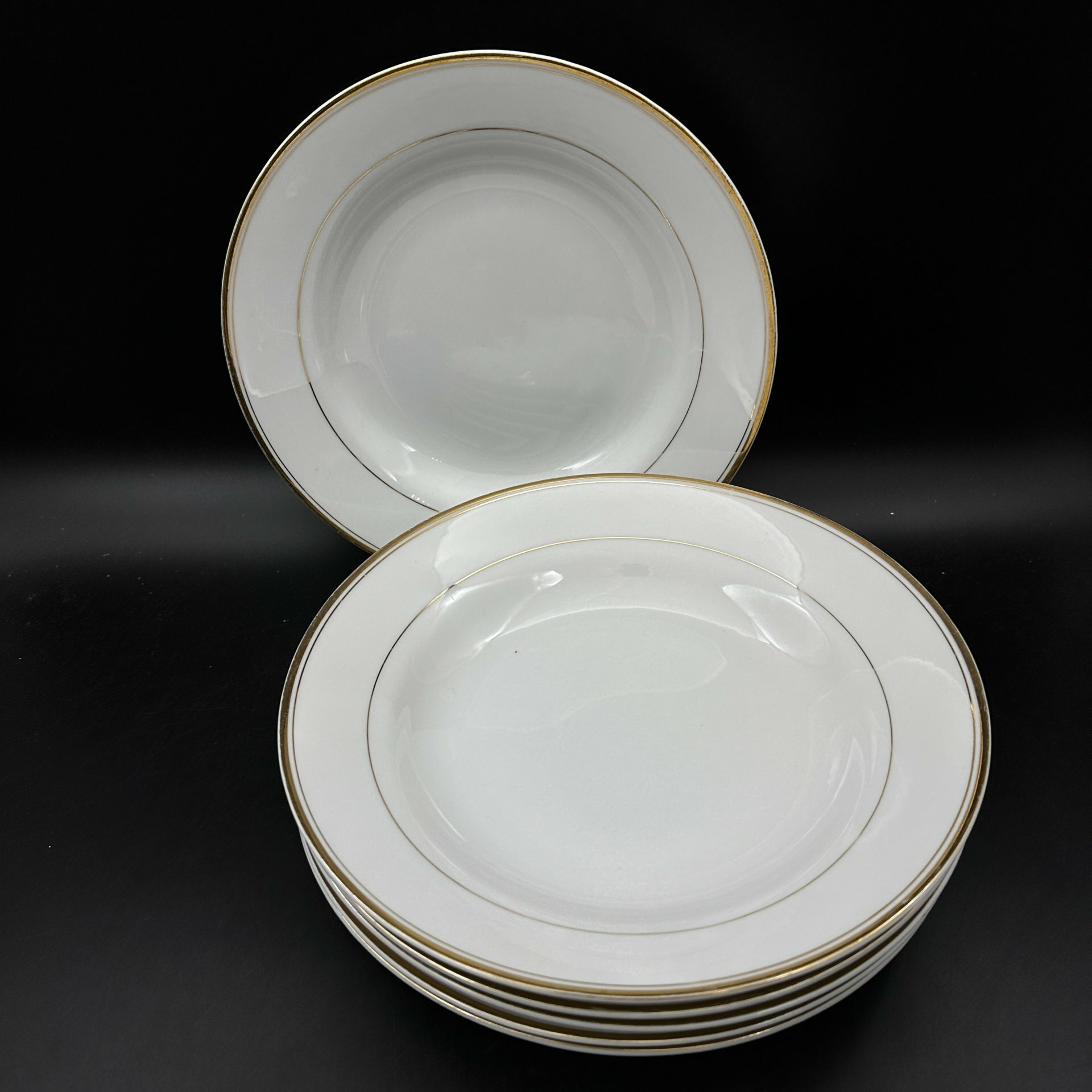 Набор суповых тарелок на 6 персон, керамика, золочение, Yamatsu, Япония, 1960-1990 гг.