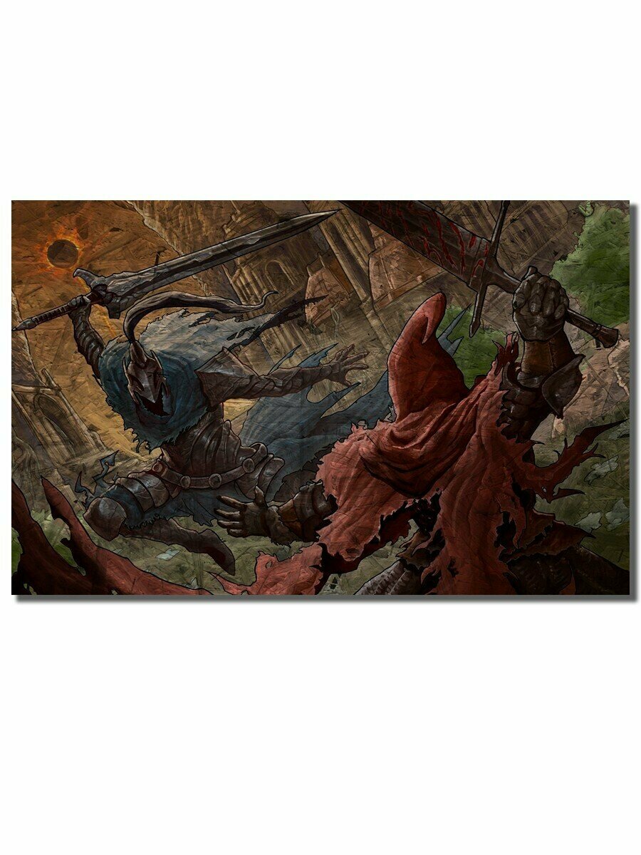 Картина интерьерная на рельефной доске, рисунок игра Dark Souls - 6557 Г
