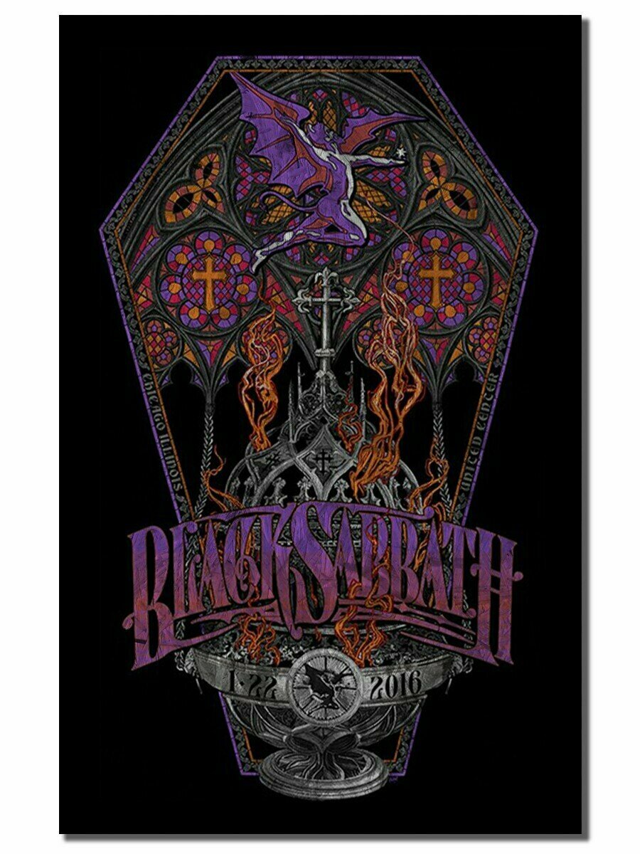 Картина интерьерная на рельефной доске, рисунок музыка black sabbath блэк саббат - 5277 В