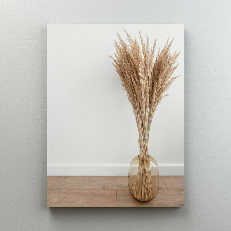 Интерьерная картина на холсте "Натюрморт в скандинавском стиле - пампасная трава №3" размер 22x30 см