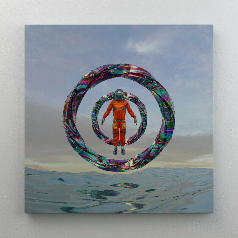 Интерьерная картина на холсте "Фантастика - гравитация" для кухни кафе и ресторанов, размер 60x60 см