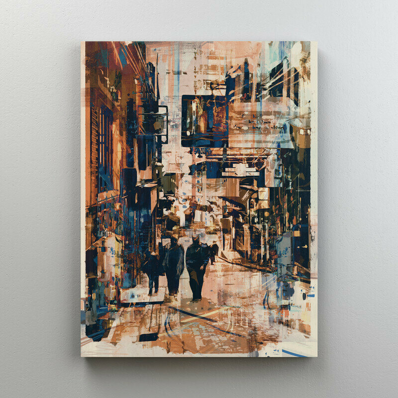 Интерьерная картина на холсте "Иллюстрация городской пейзаж - Бродвей" размер 22x30 см