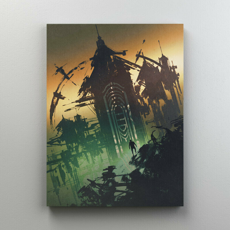 Интерьерная картина на холсте "Темная башня" размер 22x30 см