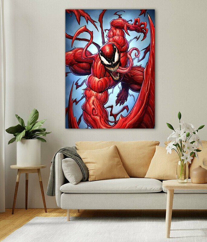Интерьерная картина на холсте "Карнаж - Красный Веном - арт" размер 22x30 см