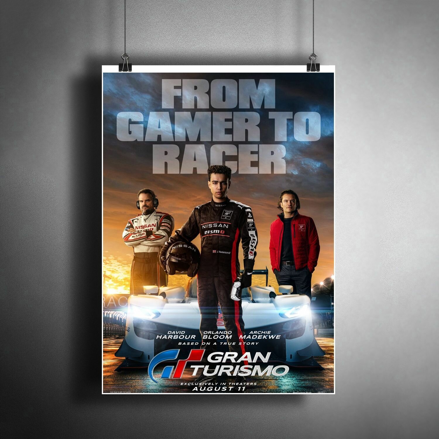 Постер плакат для интерьера "Фильм: Gran Turismo. Игрок-гонщик" / Декор дома, офиса, комнаты, квартиры, детской A3 (297 x 420 мм)