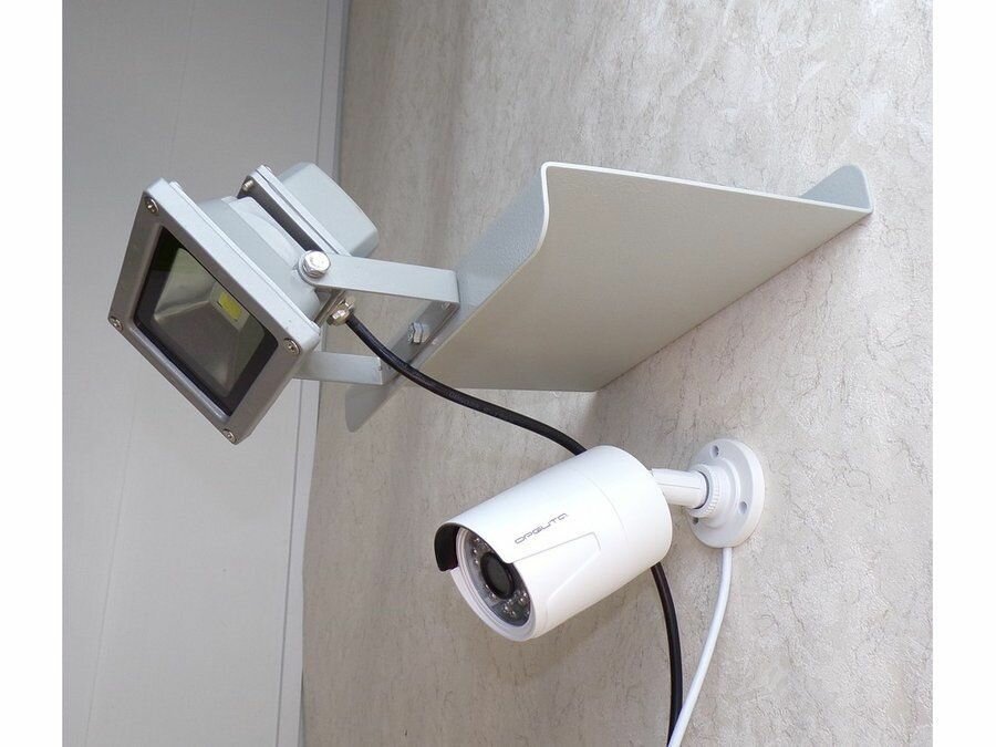 Кронштейн-козырёк для камеры и прожектора, серый, сталь 2мм, вылет 18см, ширина 24,4см