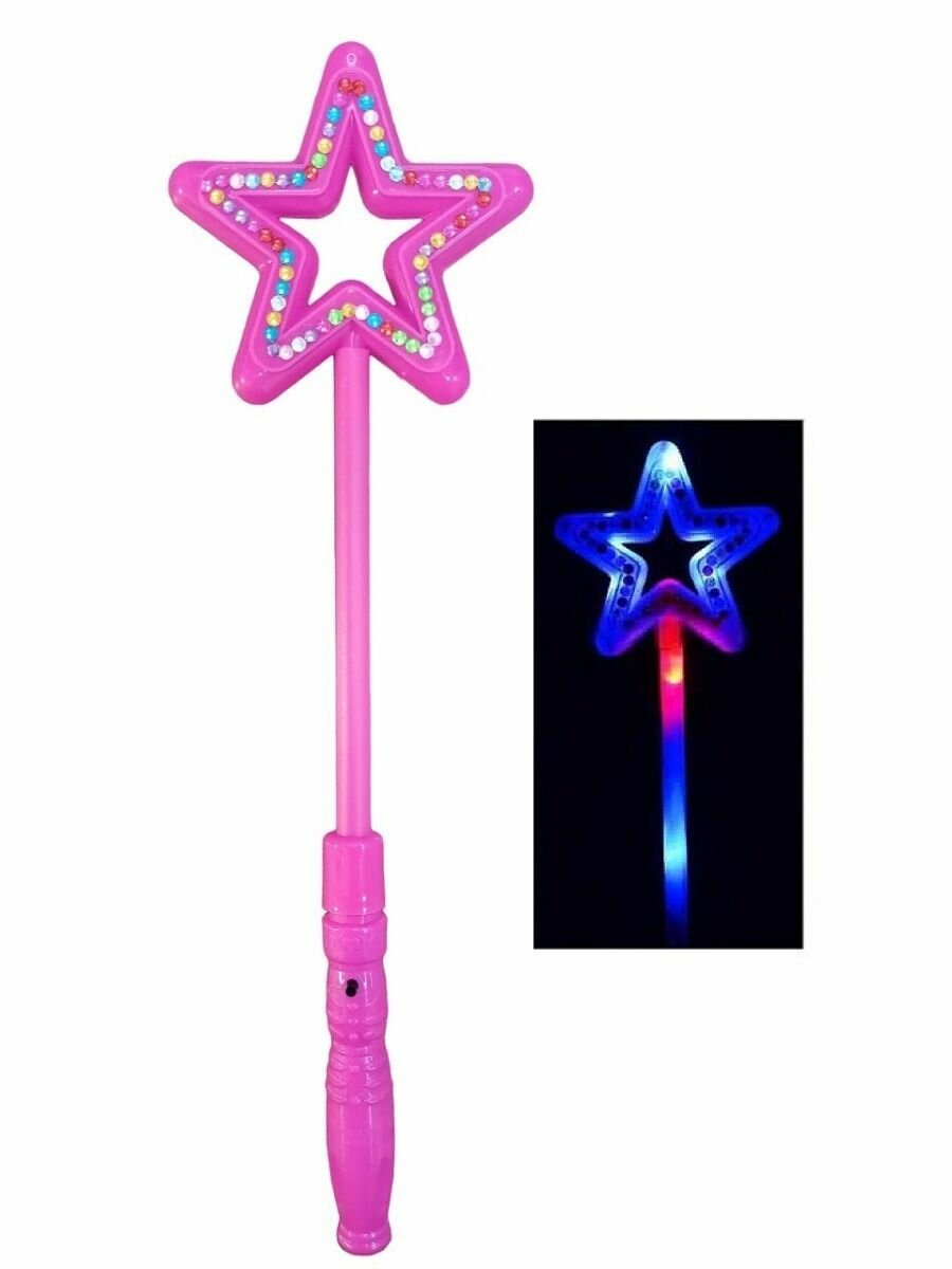 Палочка волшебная Звезда светящаяся цвет темно-розовый