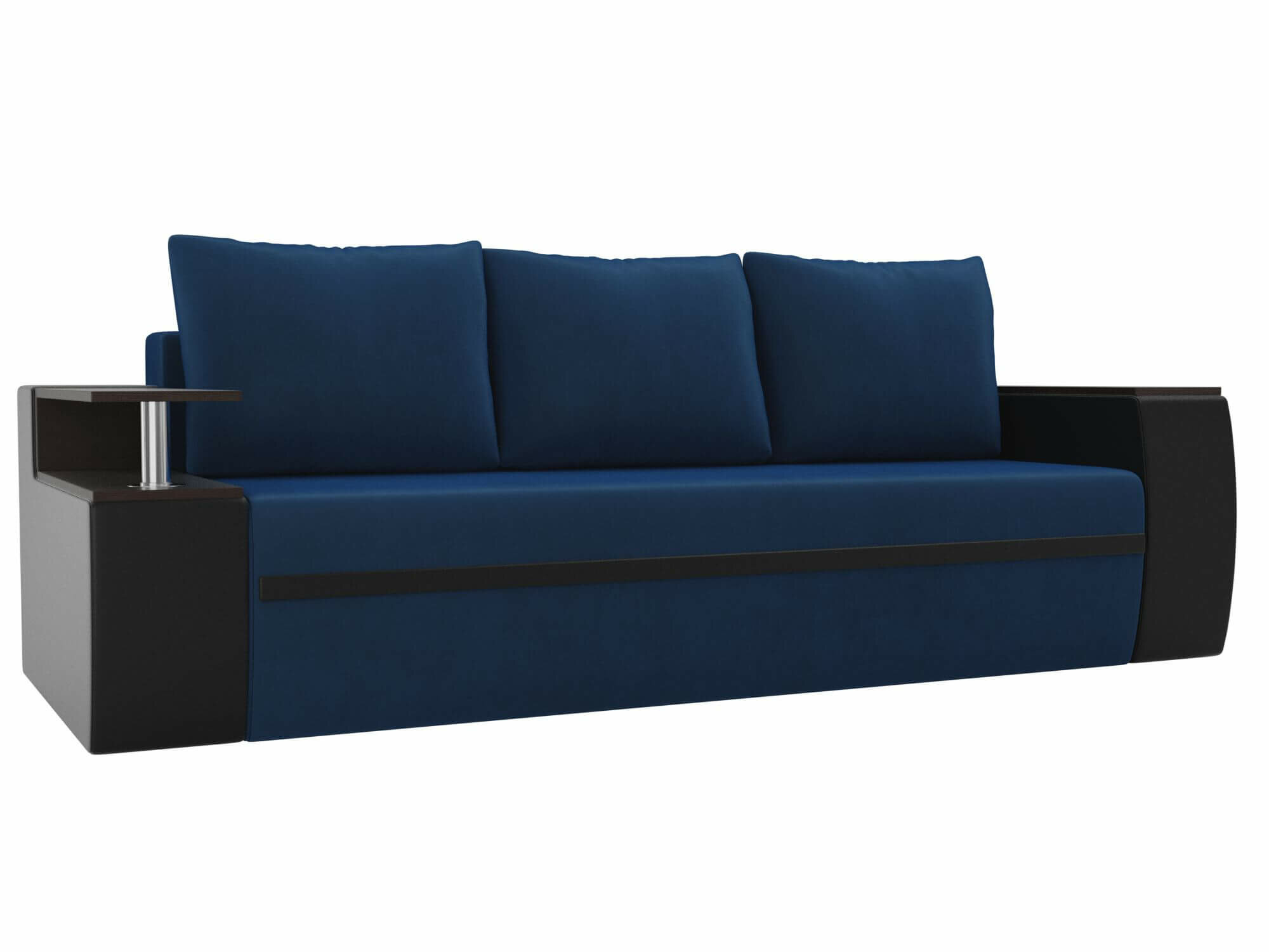 Artum Прямой диван Майами велюр синий эко кожа черный