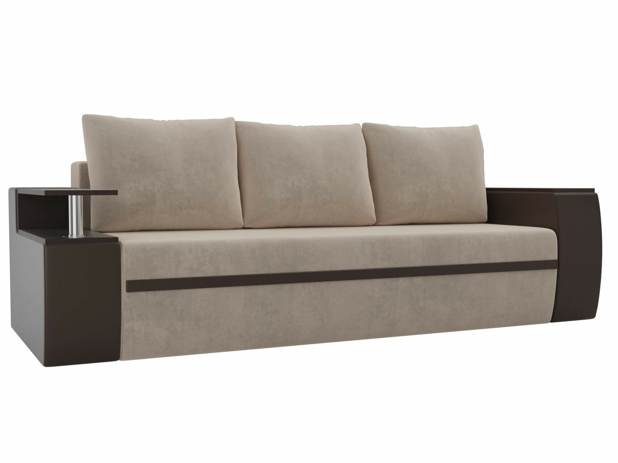 Artum Прямой диван Майами велюр бежевый эко кожа коричневый