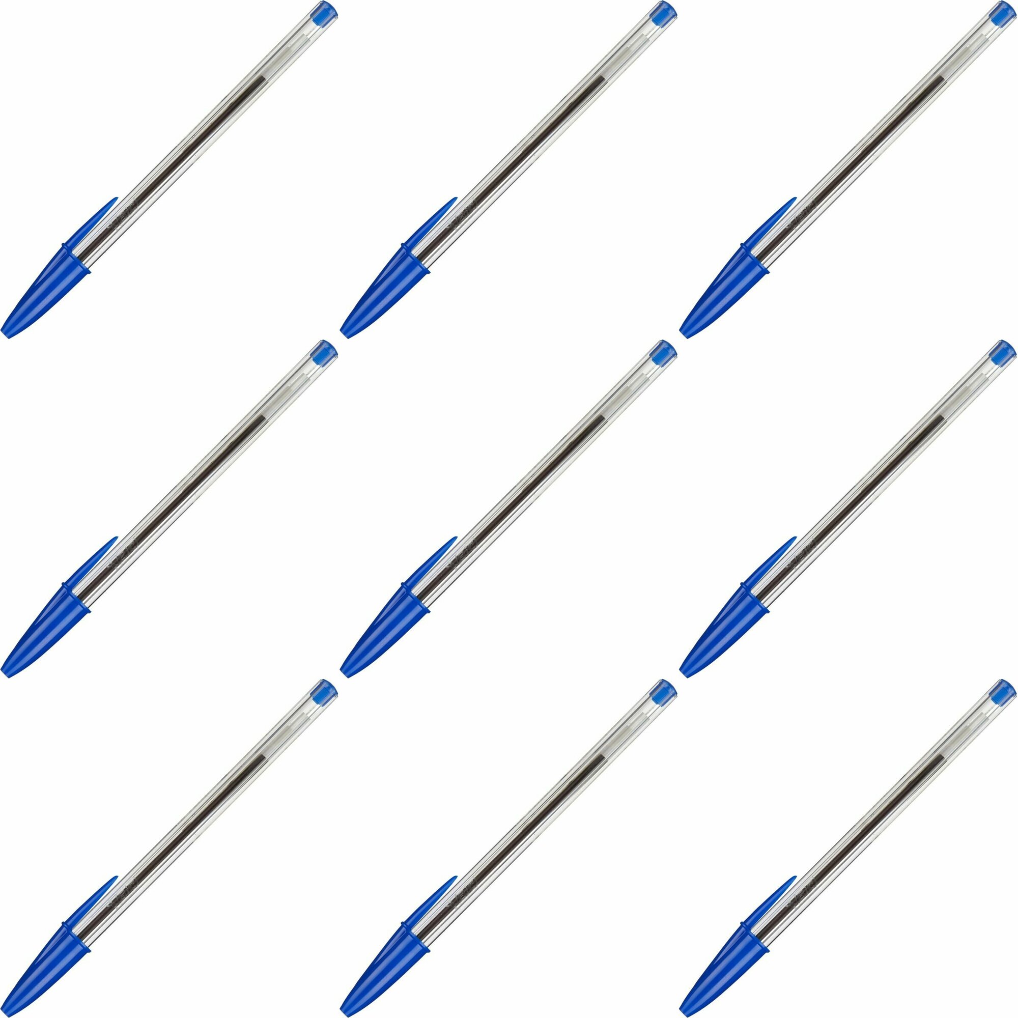 Bic Ручка шариковая неавтоматическая Cristal, синий, 0,32 мм, 9 шт