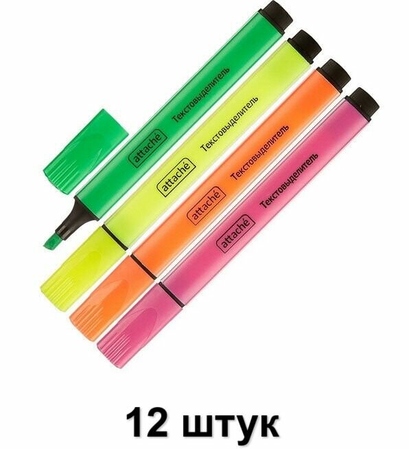 Attache Текстовыделитель набор 4 цвета, 1-4 мм, 12 шт